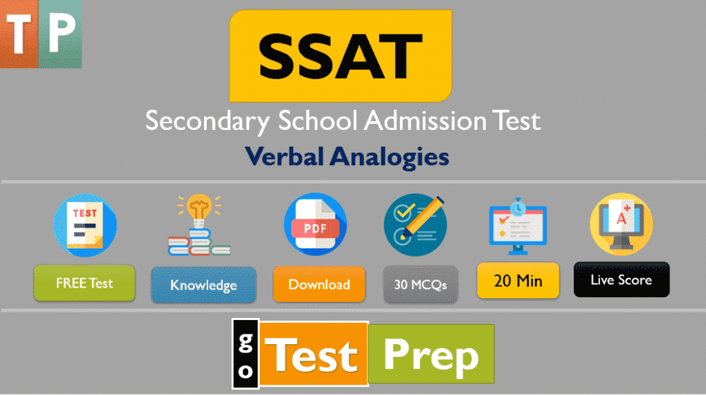 SSAT Verbal Analogies Practice Test 2021 (Printable PDF)