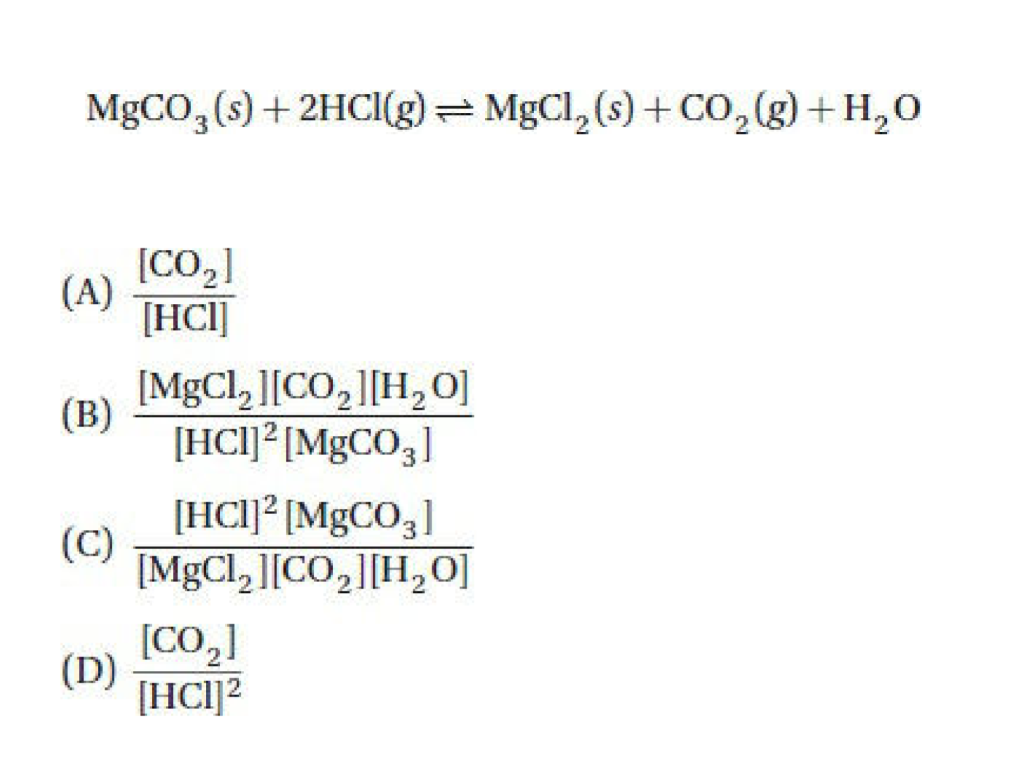 AP Chemistry Exam Unit 7 Practice Test 2025 (Equilibrium)